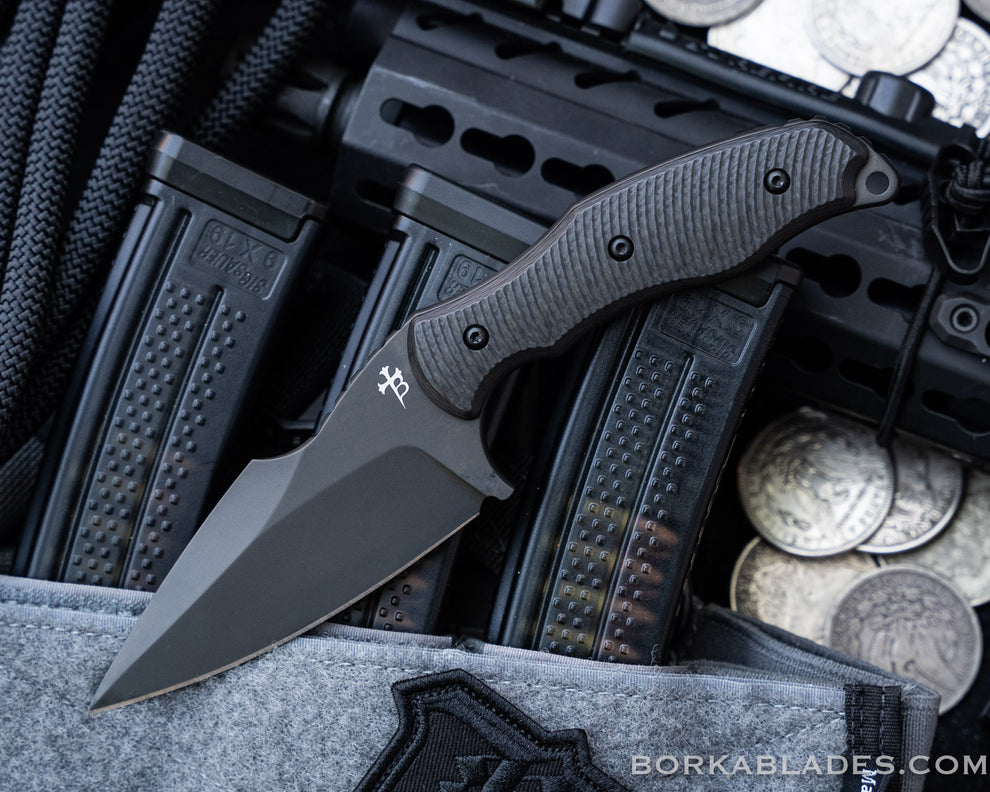Borka Blades - SB1 Black PVD Blade w/ Carbon Fiber Handle and Kydex ...